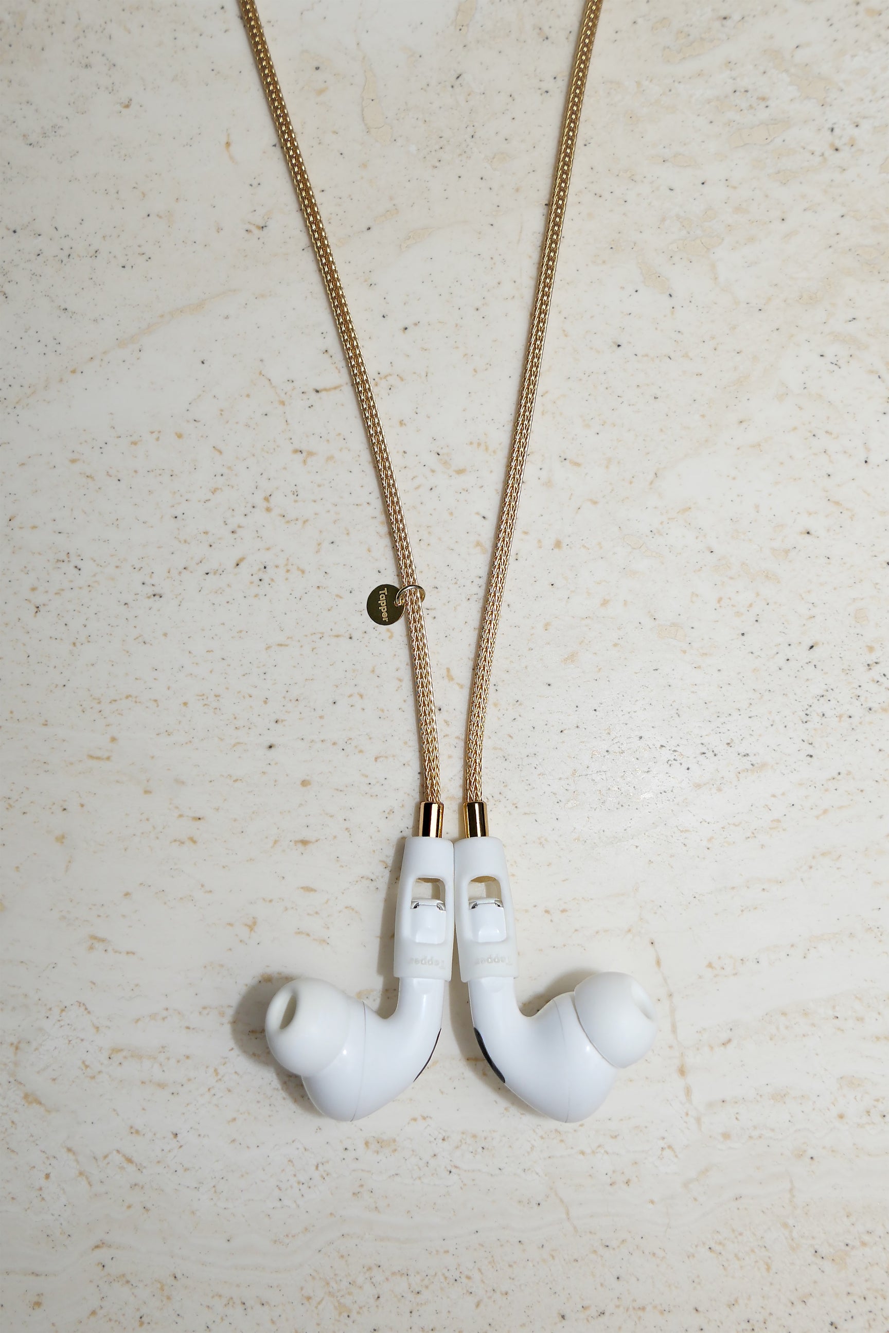 Tapper Solid 18K Real Gold Double Knitted Mesh Chain for Apple AirPods ...