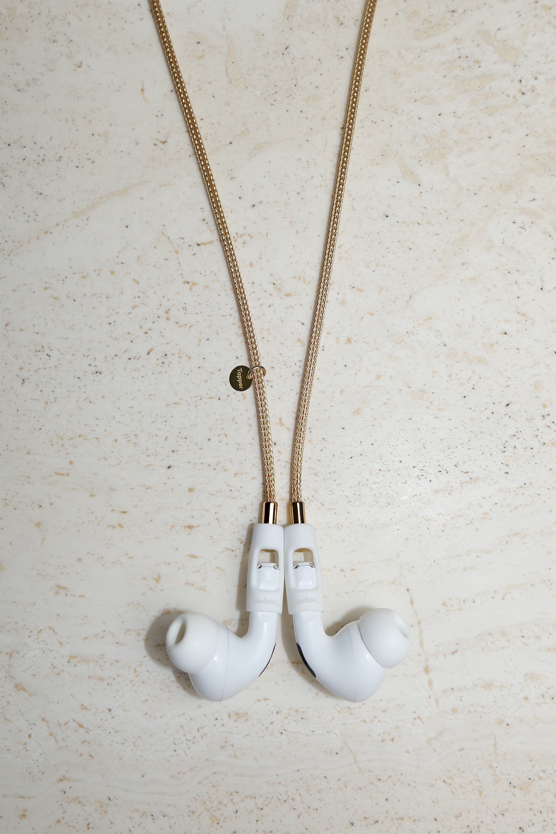 Tapper Solid 18K Real Gold Double Knitted Mesh Chain for Apple AirPods ...